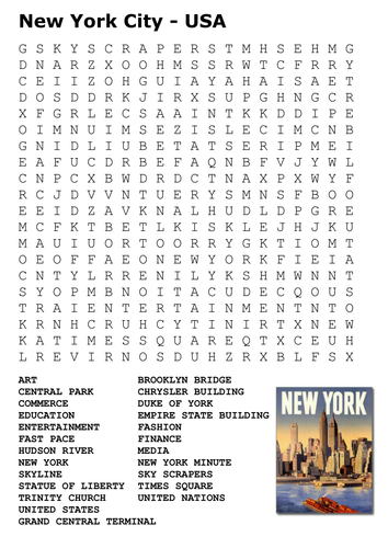 New York City Word Search | Teaching Resources