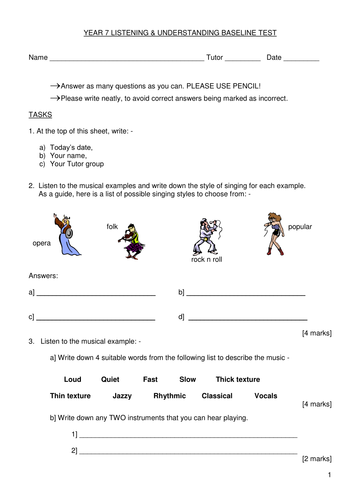 Year 7 Baseline test and End of Year 7 test | Teaching Resources