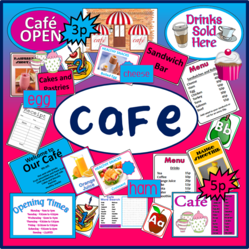 CAFE ROLE PLAY TEACHING RESOURCES DRAWING EYFS FOOD HEALTHY EATING ...