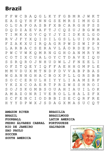 Brazil Word Search | Teaching Resources