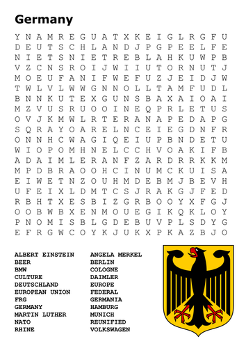Germany Word Search | Teaching Resources