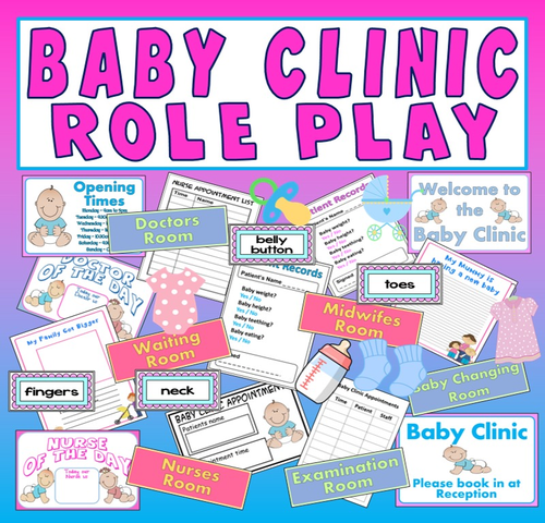 BABY CLINIC ROLE PLAY TEACHING RESOURCES EARLY YEARS EYFS FAMILY KS 1-2 ...