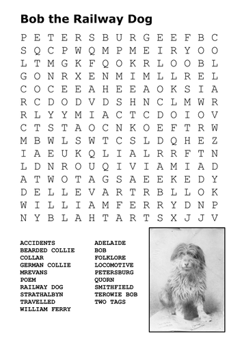 Bob the Railway Dog Word Search | Teaching Resources