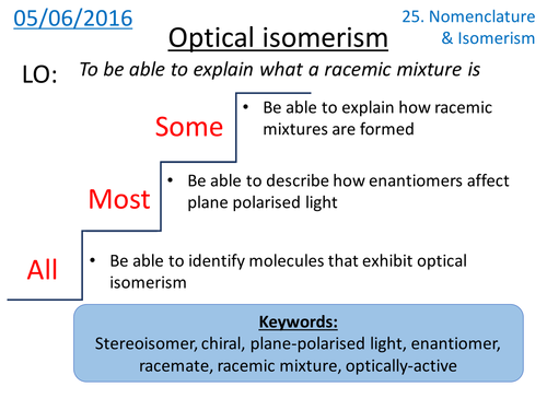 A Level Chemistry: Optical Isomerism by - UK Teaching Resources - TES