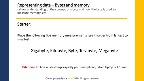 Bytes - measuring memory size | Teaching Resources Bytes - measuring memory size | Teaching Resources