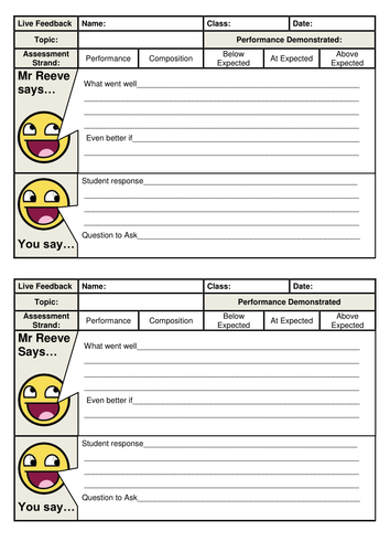 Verbal Music Feedback Assessment Sheet | Teaching Resources