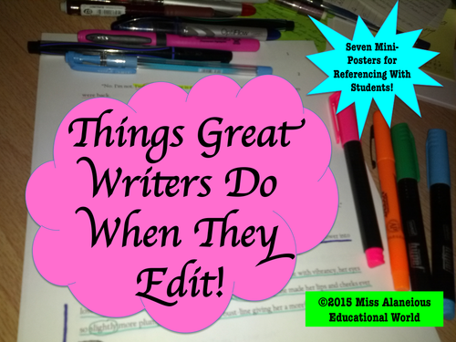 Writing Process: Seven Mini-Posters for "What Great Writers Do to Edit ...