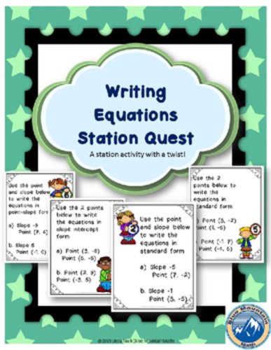 Writing Linear Equations Station Quest | Teaching Resources