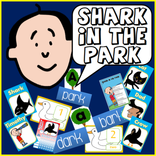 SHARK IN THE PARK STORY TEACHING RESOURCES LITERACY READING EYFS KS 1-2 ...