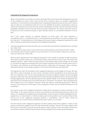 Kant's Categorical and Hypothetical Imperatives- OCR AS Religious ...