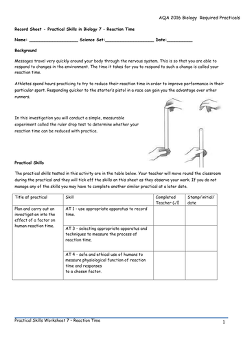 Required AQA Trilogy Practical on Reaction Time by Humaya - Teaching ... Required AQA Trilogy Practical on Reaction Time by Humaya - Teaching ...