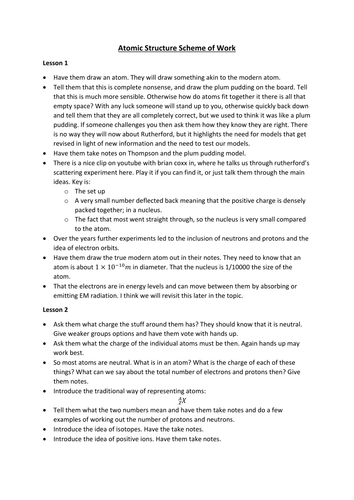New AQA GCSE - Atomic Structure Scheme of Work | Teaching Resources New AQA GCSE - Atomic Structure Scheme of Work | Teaching Resources