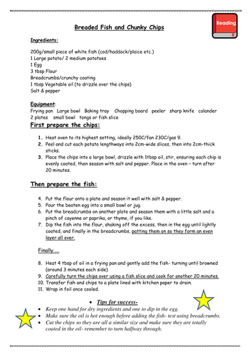 Breaded fish and chips recipe | Teaching Resources