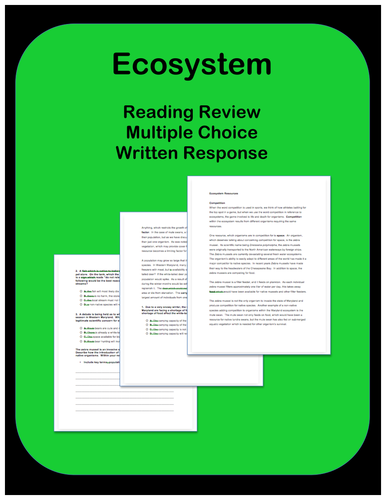 Ecosystem: Passage and Questions | Teaching Resources