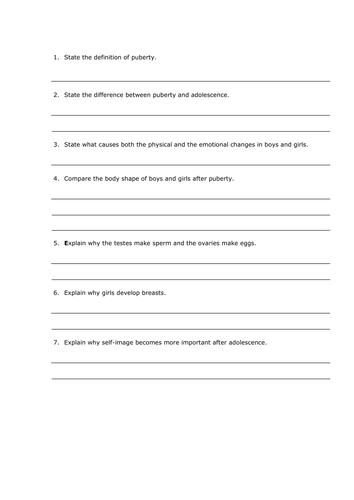 Reproduction - Puberty/Growing up/Adolescence (Lesson 1 - Chapter 3 ...