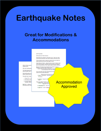 Earthquake: Notes | Teaching Resources
