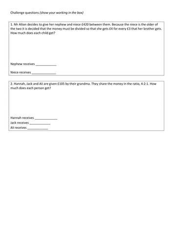 Year 6 - Ratio Word Problems (New Curriculum) | Teaching Resources