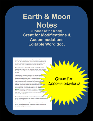 Moon Phases: Notes | Teaching Resources
