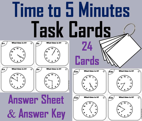 Time to 5 Minutes Task Cards | Teaching Resources