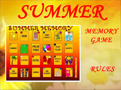 Summer Memory Game by evaszucs - UK Teaching Resources - TES