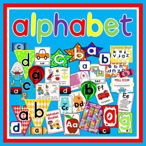 ALPHABET FLASHCARDS POSTERS WORKSHEETS LETTERS ABC BOYS BLUE ENGLISH ...