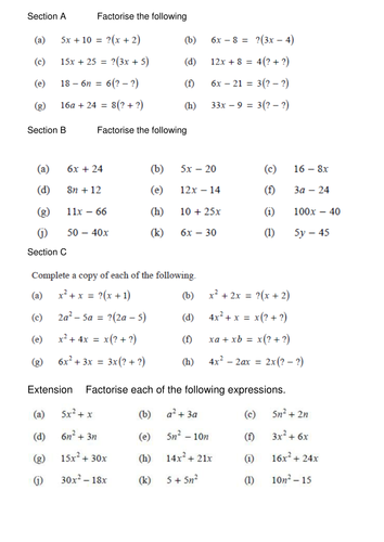 Factorisation | Teaching Resources Factorisation | Teaching Resources