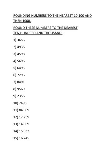 Rounding to the nearest 10, 100 and 1,000 | Teaching Resources