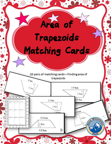 Area of Trapezoid Matching Card Set | Teaching Resources