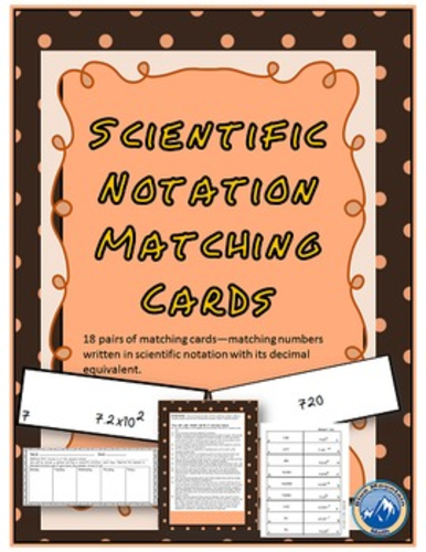 Scientific Notation Matching Card Set | Teaching Resources