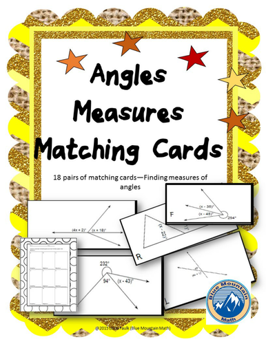 Finding Angle Measures by Solving for X Matching Card Set | Teaching ...