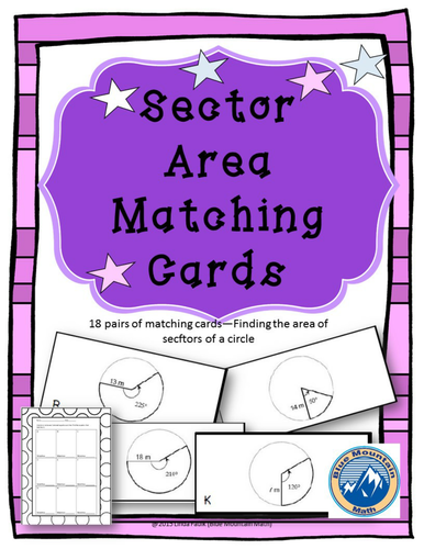 Area of Sectors Matching Card Set | Teaching Resources