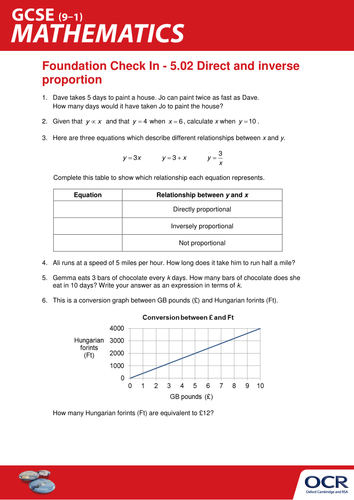 Gcse Maths Direct And Inverse Proportion Gcse Math Math