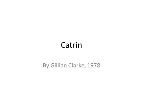 Conflict Poetry - 'Catrin' | Teaching Resources