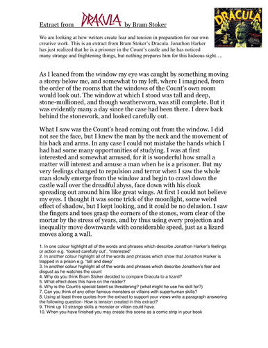 Dracula by Bram Stoker GCSE Descriptive Writing Assignment and ...
