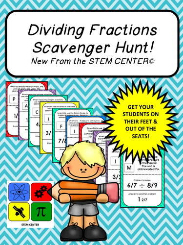 Dividing Fractions Scavenger Hunt | Teaching Resources