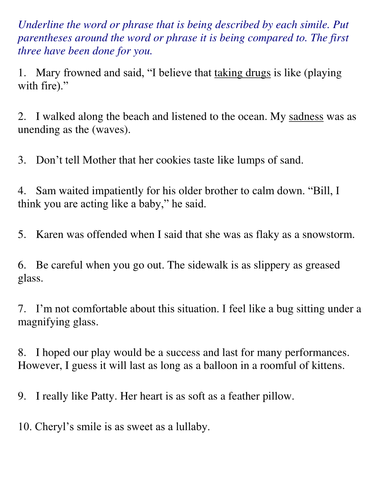 Similes | Teaching Resources