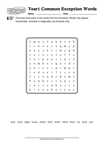 Year 1 common exception words word-search | Teaching Resources