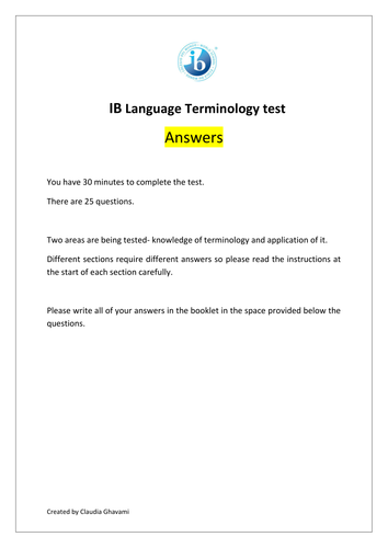 IB English Lang/ Lit Paper 1 Terminology | Teaching Resources