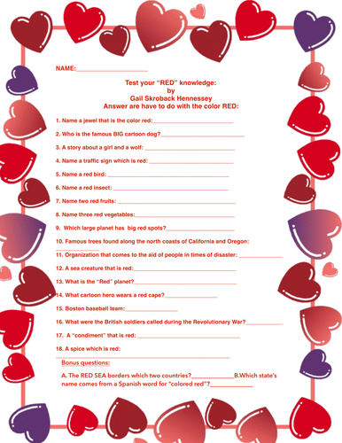 RED GAME: Activity to Test Your Knowledge about all things RED ...