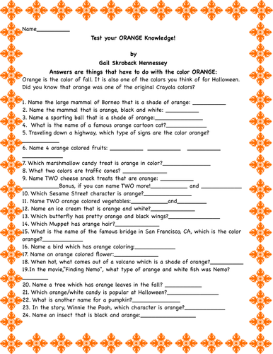 The ORANGE Game: Test YOUR Knowledge about all this ORANGE! | Teaching ...