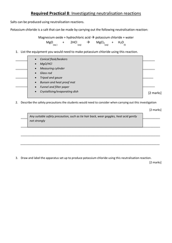 NEW AQA GCSE Science: Trilogy. Assessments for required practicals 8-13 ...