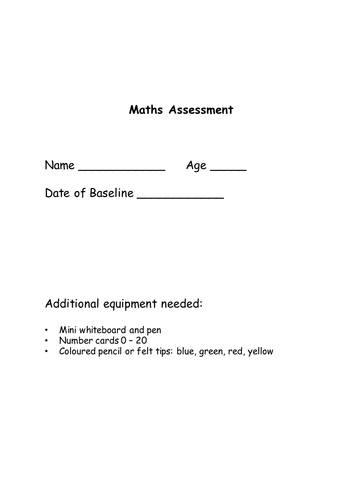 Reception Number Assessment for Baseline | Teaching Resources Reception Number Assessment for Baseline | Teaching Resources