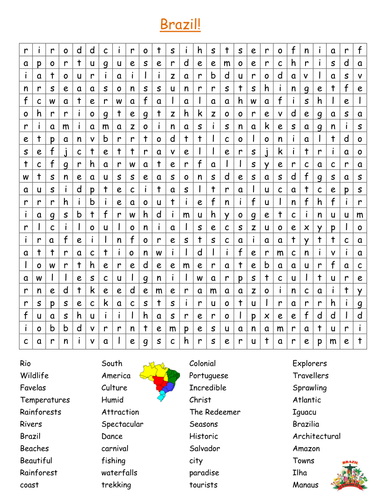 Brazil and Rainforest Wordsearch | Teaching Resources