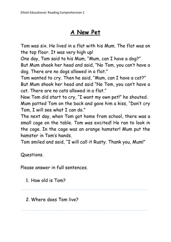 Early Years English Reading Comprehensions (Reception, Year 1 and Year ... Early Years English Reading Comprehensions (Reception, Year 1 and Year ...