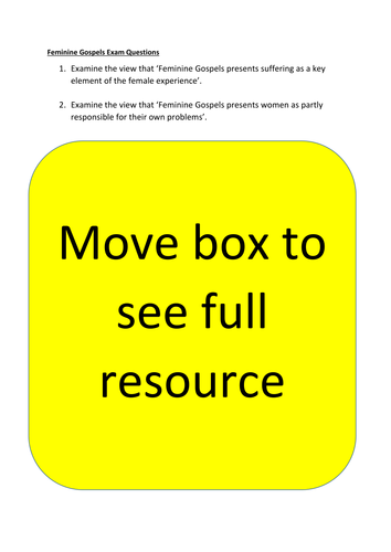 Feminine Gospels: Possible Exam Questions for NEW A-Level AQA English ... Feminine Gospels: Possible Exam Questions for NEW A-Level AQA English ...