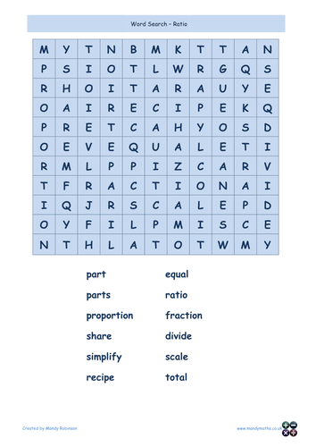 Ratio and Perimeter/Area Wordsearch puzzles | Teaching Resources