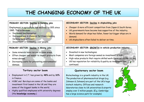 GCSE Geography Revision: The Changing Economy of the UK by skybluedavid ...