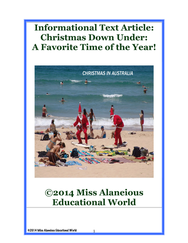 Informational Text Article: Christmas Down Under! A Favorite Time of ...