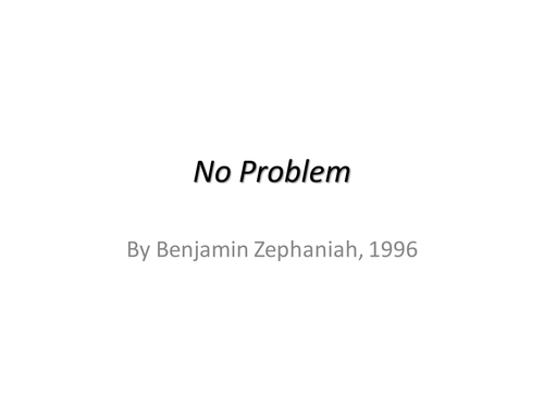 Conflict Poetry - 'No Problem' By Benjamin Zephaniah | Teaching Resources