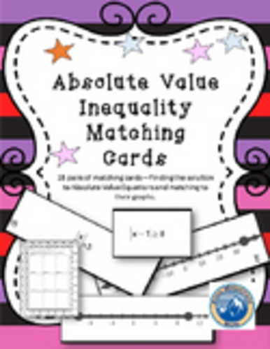 Absolute Value Inequality Matching Card Set | Teaching Resources